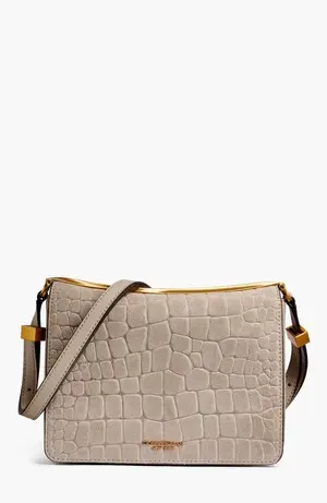 Donna Karan New York Jericho Croc-effect Suede Shoulder Bag - Moth