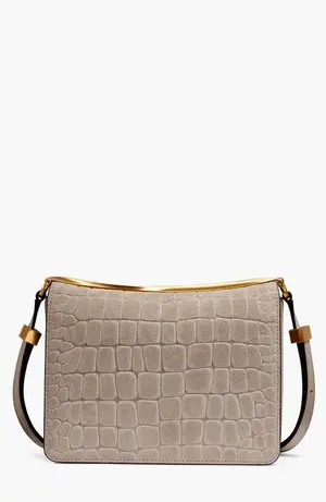 Donna Karan New York Jericho Croc-effect Suede Shoulder Bag - Moth