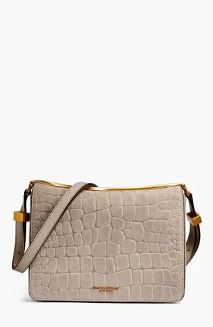 Donna Karan New York Jericho Croc-effect Suede Shoulder Bag - Moth