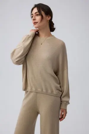 JUANA Nilo Knitted Crewneck In Merino Wool, Silk, And Hemp - Beige
