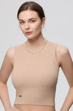 JUANA Sera Rib Knit Sleeveless Mock Neck Top