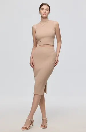 JUANA Sera Rib Knit Sleeveless Mock Neck Top