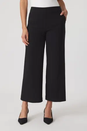 FRANNE GOLDE Catalina Stretch Cropped Wide-leg Pant - Black