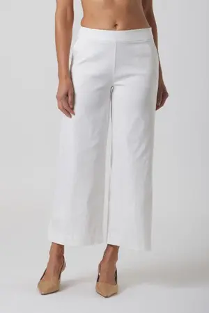 FRANNE GOLDE Catalina Stretch Cropped Wide-leg Pant - Ivory