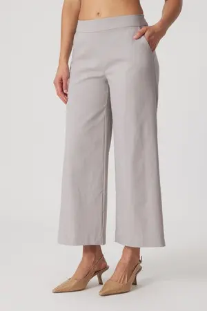 FRANNE GOLDE Catalina Stretch Cropped Wide-leg Pant - Stone