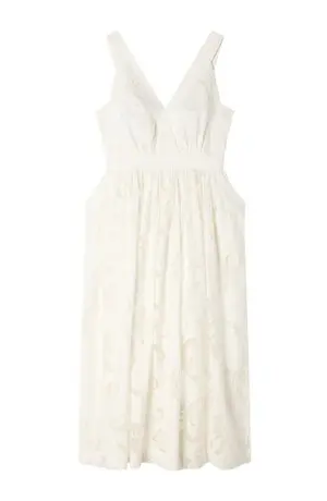 Sandro Openwork Floral Cotton Maxi Dress
