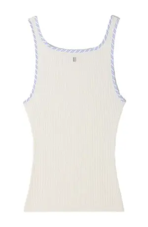 Sandro Ribbed Knit Vest Top With Striped Trim