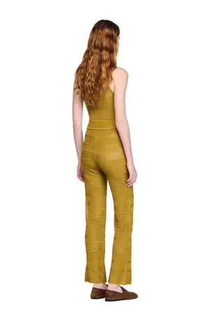 Sandro Pointelle Knit Flared Trousers