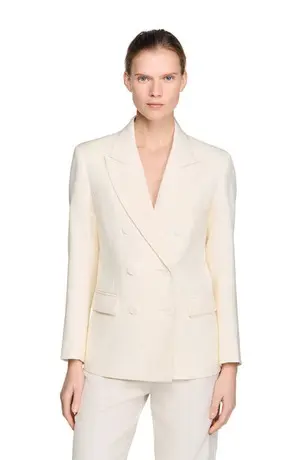 Sandro Double-breasted Tailored Jacket - Ecru