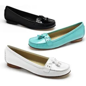 STUART WEITZMAN Patent Leather Tassel Moccasins