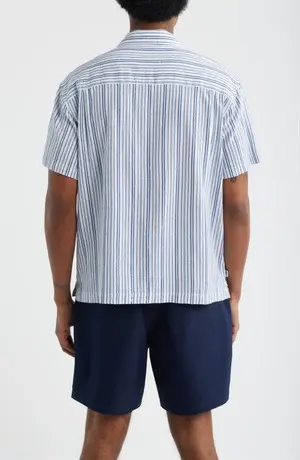Obey Evans Stripe Camp Shirt - Blue/white Multi