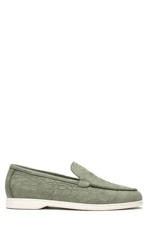 ZELLI ITALIA Croc-embossed Leather Loafers - Celery