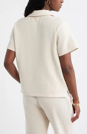 Caslon French Terry Polo With Johnny Collar - Beige Shell