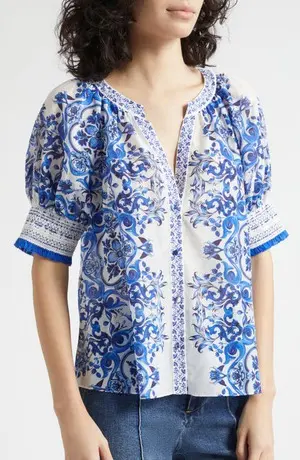 Alice + Olivia Thalia Floral Print Top