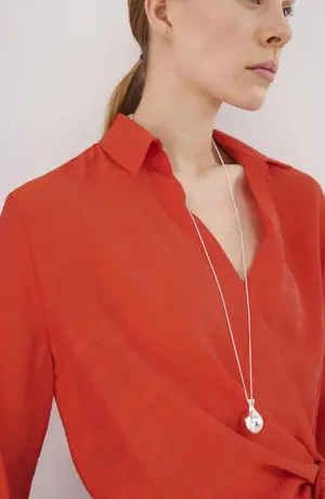 Mango Wrap Side Tie Shirt - Red