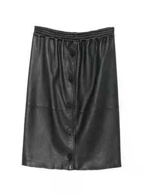 Valentino Garavani 1990s Button-up Leather Midi Skirt
