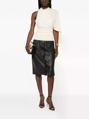 Valentino Garavani 1990s Button-up Leather Midi Skirt