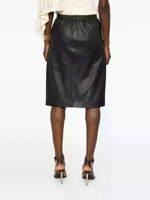 Valentino Garavani 1990s Button-up Leather Midi Skirt