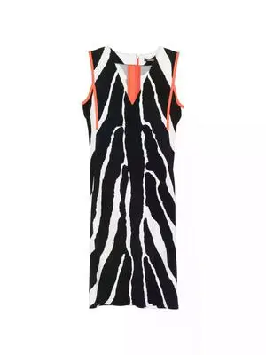 Roberto Cavalli 1990s Zebra-print V-neck Mini Dress - Black