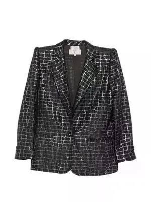 Valentino Garavani 1980s Crocodile-effect Blazer Jacket - Black