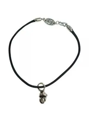 Chrome Hearts Rolling Stones Diamond Pendant Cord Necklace - Silver