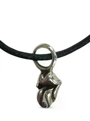 Chrome Hearts Rolling Stones Diamond Pendant Cord Necklace