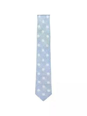 GIERRE MILANO Silk Floral Print Neck Tie - Blue