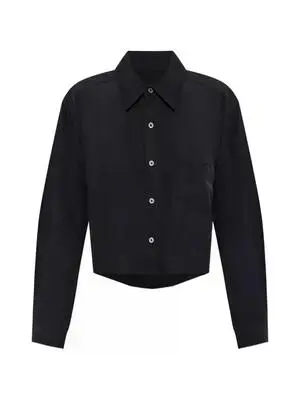 Alexander Wang Cropped Logo Embroidered Shirt - Black