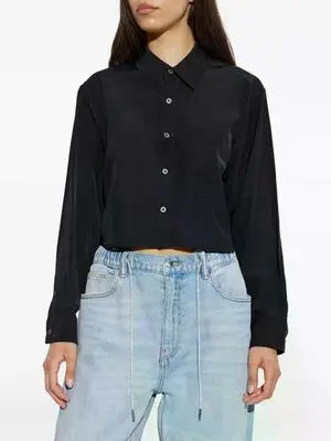 Alexander Wang Cropped Logo Embroidered Shirt