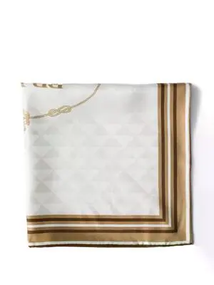 Prada Printed Silk Twill Jacquard Scarf 55 - Neutrals