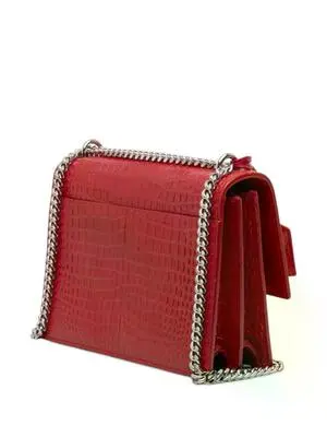 Saint Laurent Medium Croc Embossed Leather Monogram Sunset Crossbody Bag
