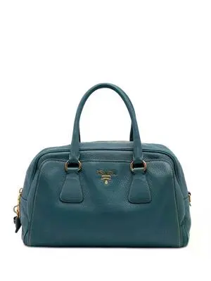 Prada Vitello Daino Bauletto Satchel - Blue