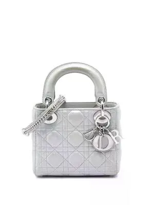 Dior Christian Dior Mini Lady Dior Satchel Silver