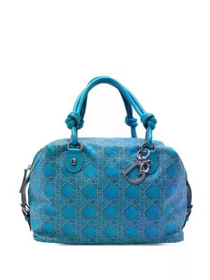 Dior Canvas Cannage Print Cherie Handbag - Blue