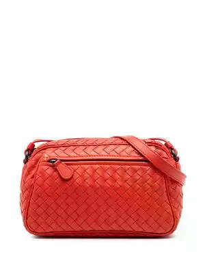 Bottega Veneta Woven Leather Crossbody Bag - Red