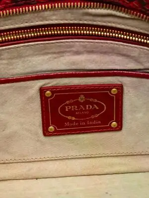 Prada Woven Goatskin Madras Zip Clutch Bag