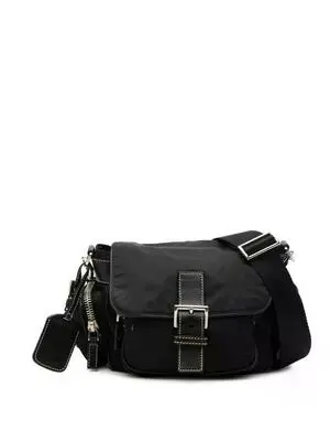 Prada Tessuto Buckle Messenger Bag - Black