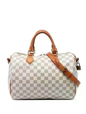 LOUIS VUITTON Damier Azur Speedy Bandouliere 30 Satchel - White