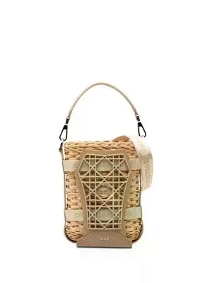 Dior Sahara Wicker Basket Bucket Bag Satchel - Brown