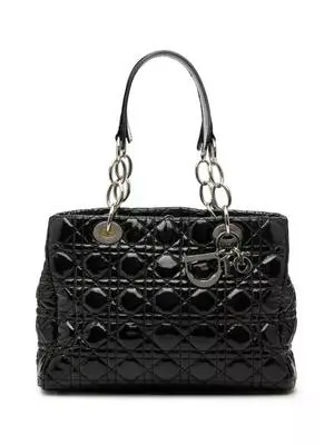 Dior Patent Cannage Soft Zipped Shopping Tote Bag - Black