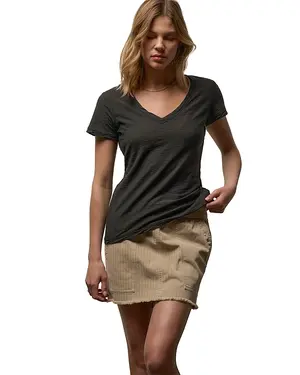 JAMES PERSE Sheer Slub Casual V-neck Tee - Carbon