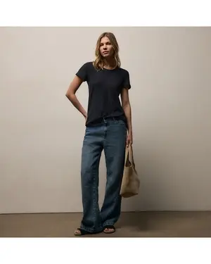 JAMES PERSE Sheer Slub Crew Neck Tee - Deep