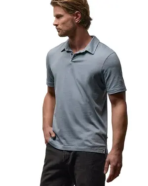 JAMES PERSE Sueded Jersey Polo - Bluestone