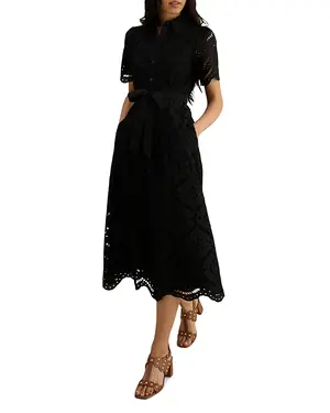 HOBBS LONDON Willa Broderie Dress - Black
