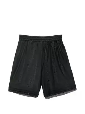 AVAVAV Mesh Texture Pinstripe Layered Shorts - Black