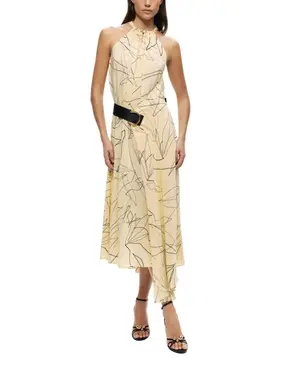 NOCTURNE Printed Halterneck Midi Dress - Multi-colored