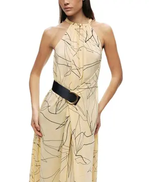 NOCTURNE Printed Halterneck Midi Dress - Multi-colored