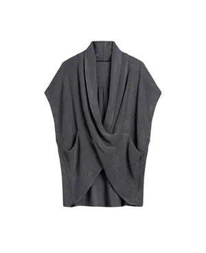 NOCTURNE Draped Wrap Blouse With Refined Metal Detail