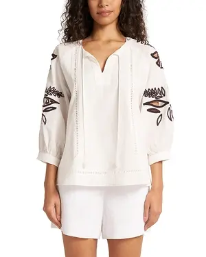 MATTY M Athena Embroidered Top