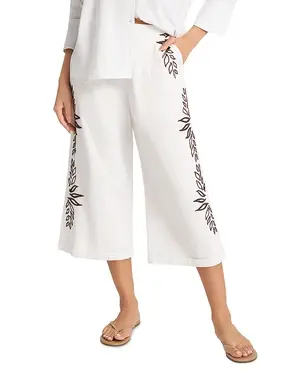 Embroidered Cropped Pants for Women
